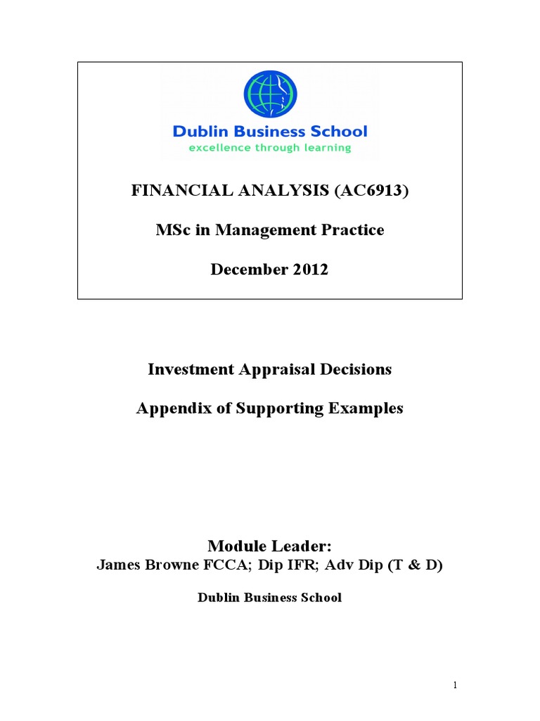 Appendix - Inv Appraisal Examples | PDF | Net Present Value | Internal ...