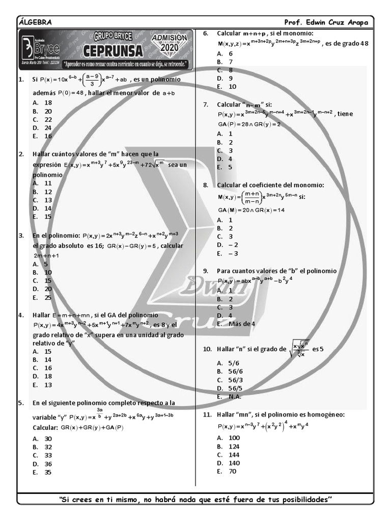 Grados y Polinomios Especiales | PDF | Ciencia computacional ...