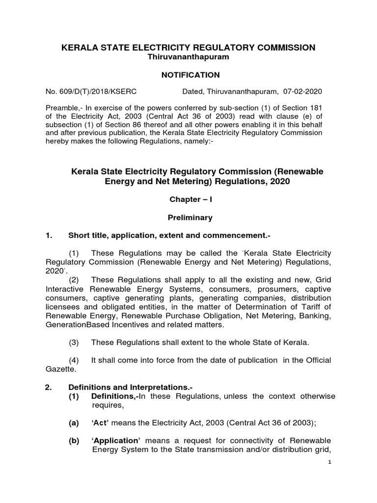 KSEB Regulations | PDF | Solar Power | Electric Power Distribution