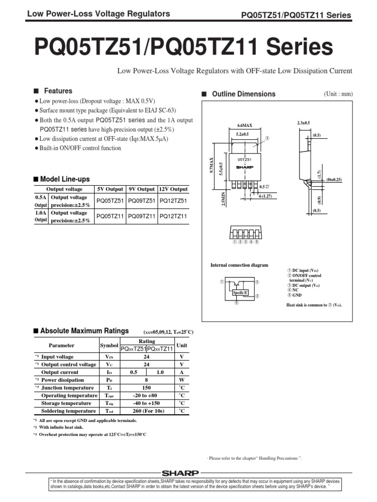 PQ05TZ51 Datasheet | PDF | Electrical Engineering | Electricity