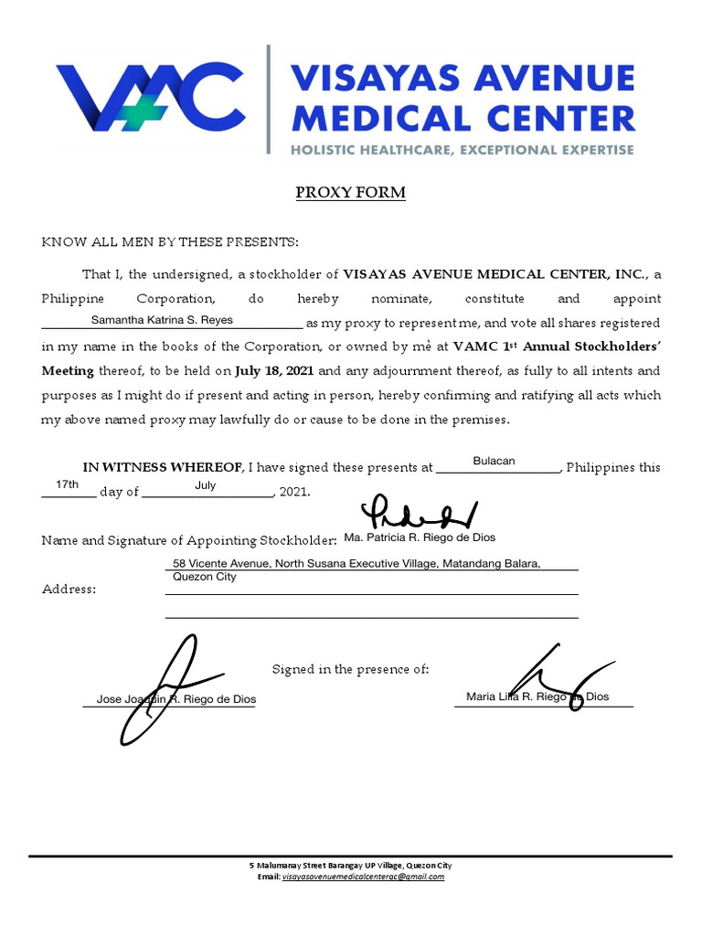 Vamc - Proxy Form | PDF