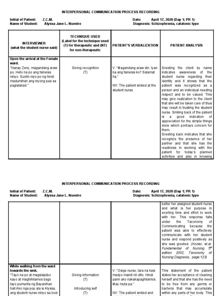 Interpersonal Process Recording: Day 1 | PDF | Human Nature | Science