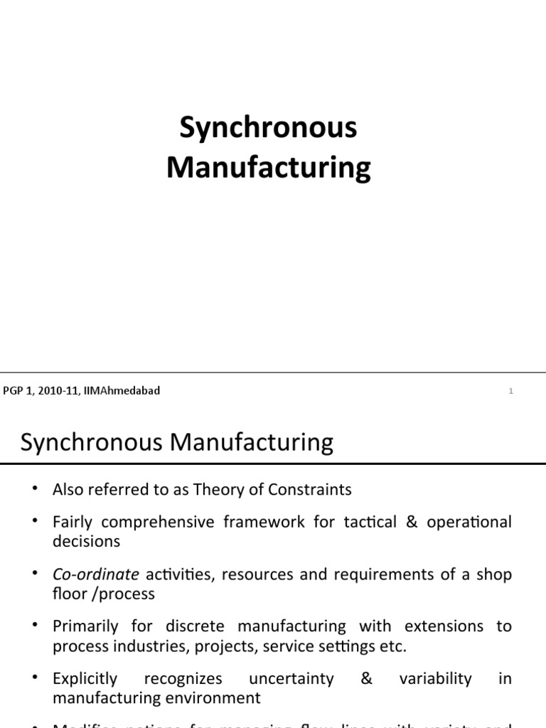 Synchronous Manufacturing | PDF | Inventory | Business Process Management