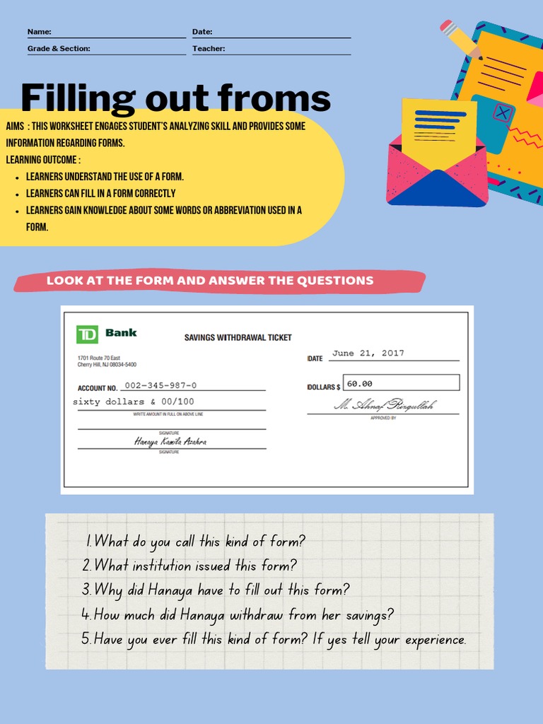 Filling Out Froms: Look at The Form and Answer The Questions | PDF