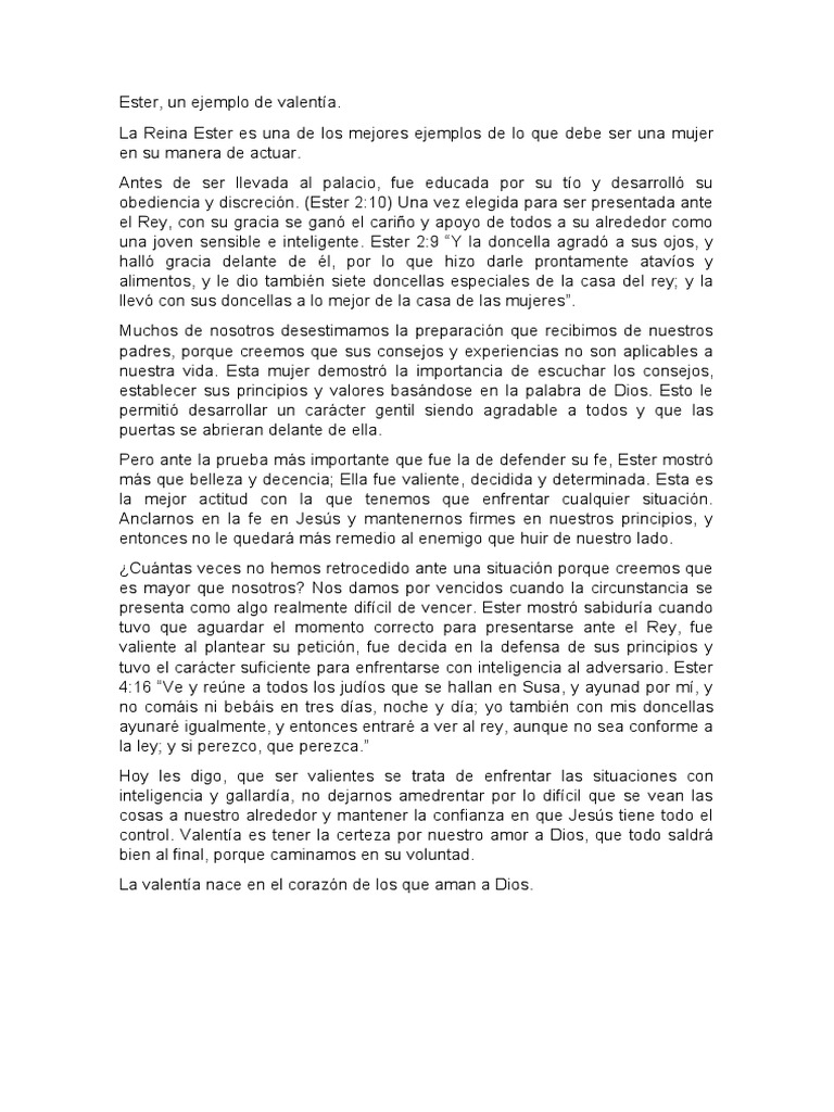 Ester J Un Ejemplo de Valentía | PDF | Esther | Religión y creencia