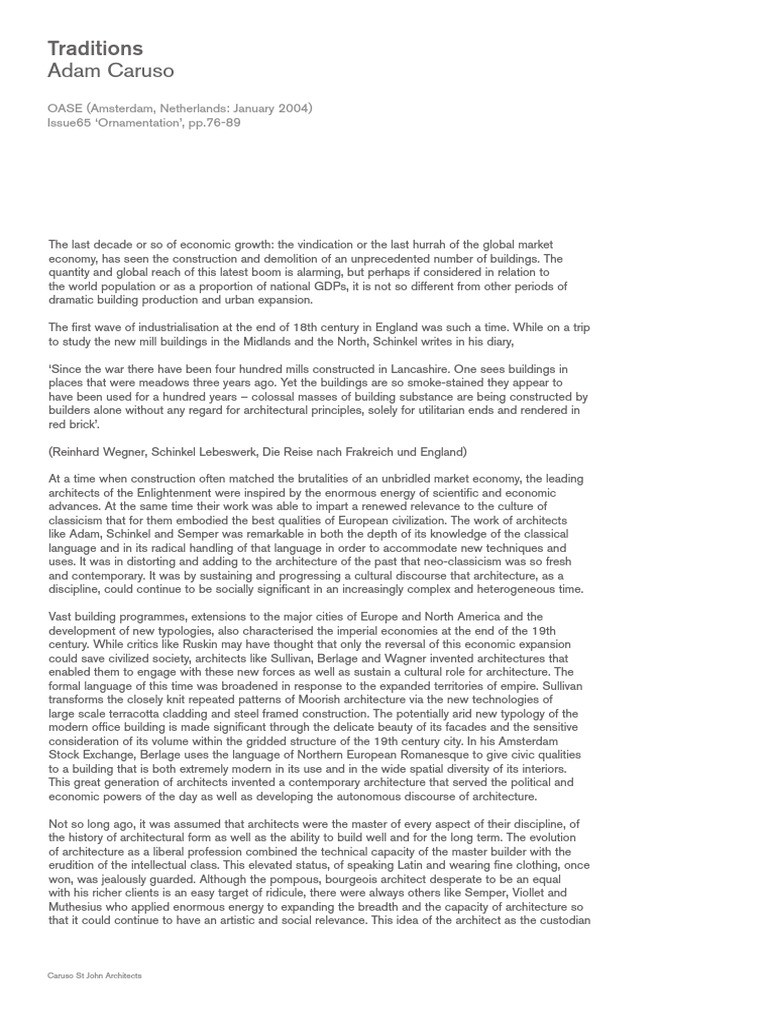 Adam Caruso - Traditions | PDF | Architect | Science