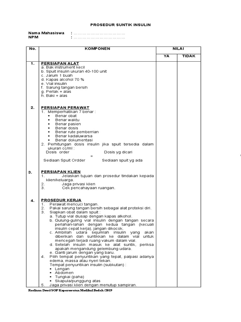 SOP Suntikan Insulin | PDF