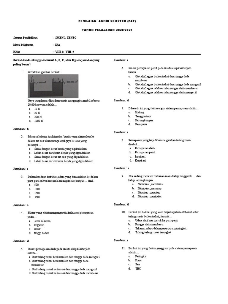 Soal Pat Ipa Kelas 8.8 - 8.9 | PDF