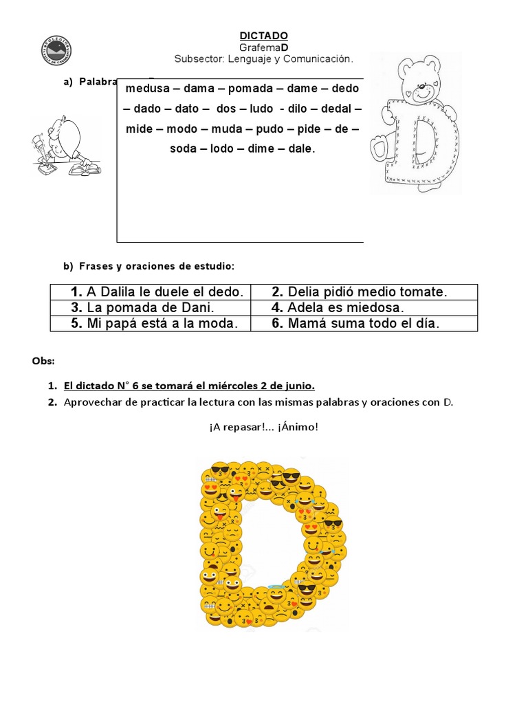 Dictado Letra D | PDF