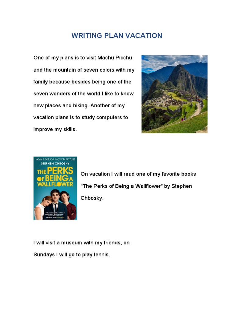 Writing Plan Vacation | PDF