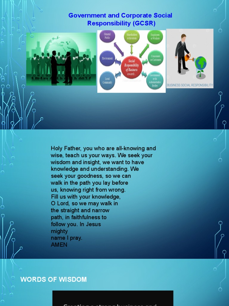 Understanding Government and CSR | PDF | Corporate Social ...