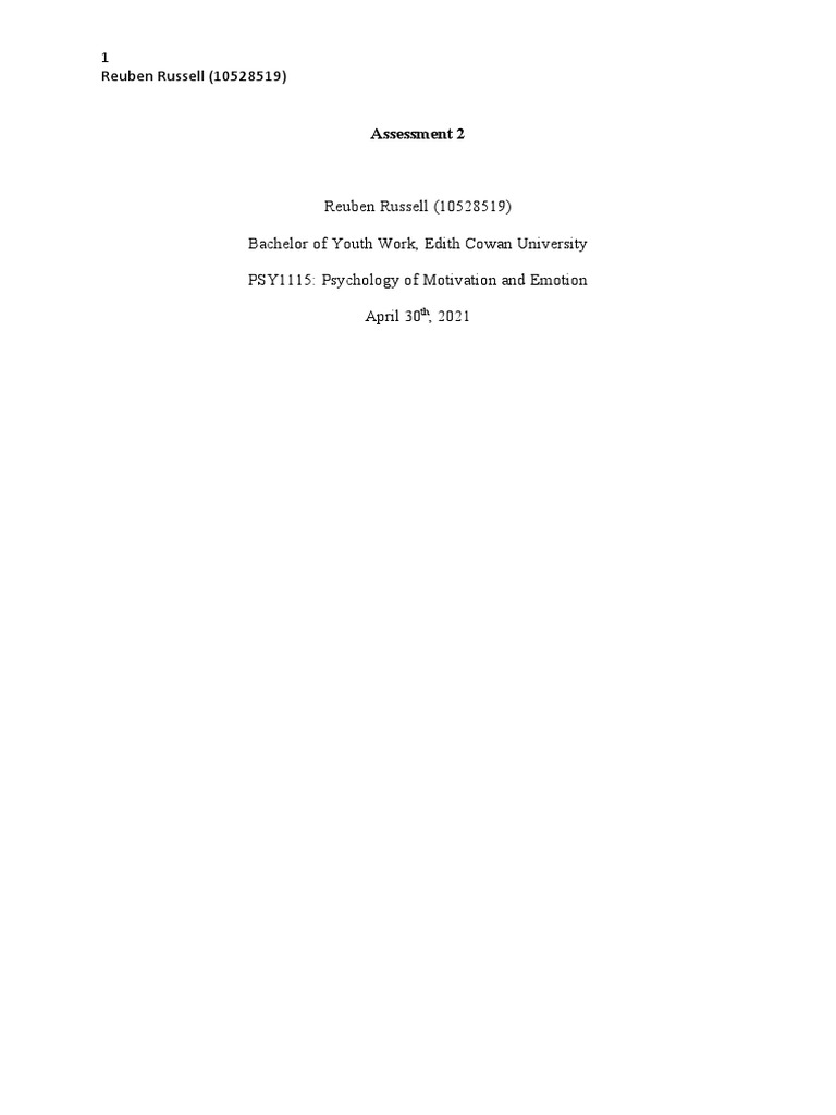 1 Reuben Russell (10528519) : Assessment 2 | PDF | Eating | Reward System