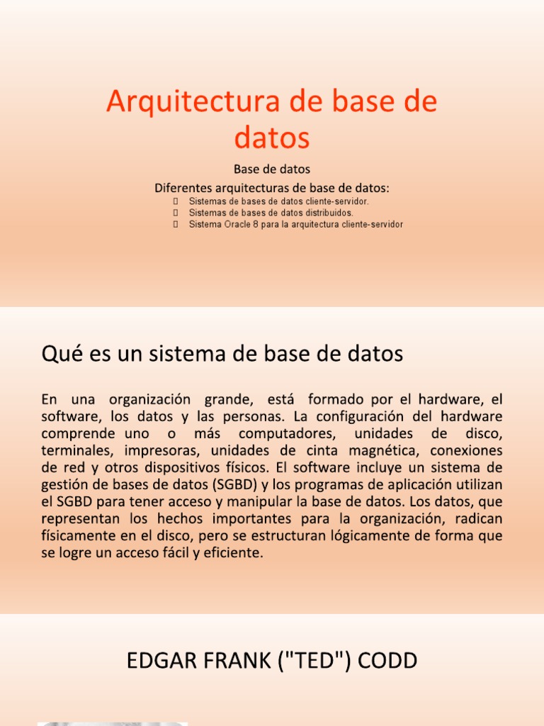 Presentacion Arquitectura de Base de Datos | PDF | Bases de datos | Arquitectura de Computadores