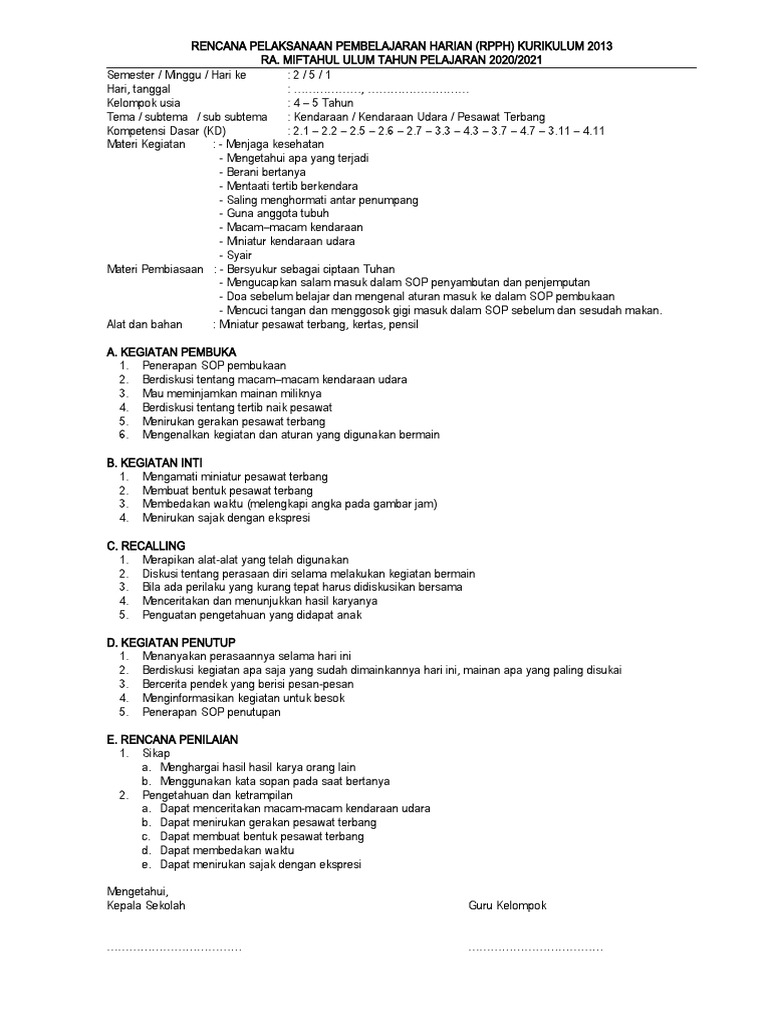 RPPH TK-A SMT2 Minggu - 05 - Kendaraan Udara | PDF