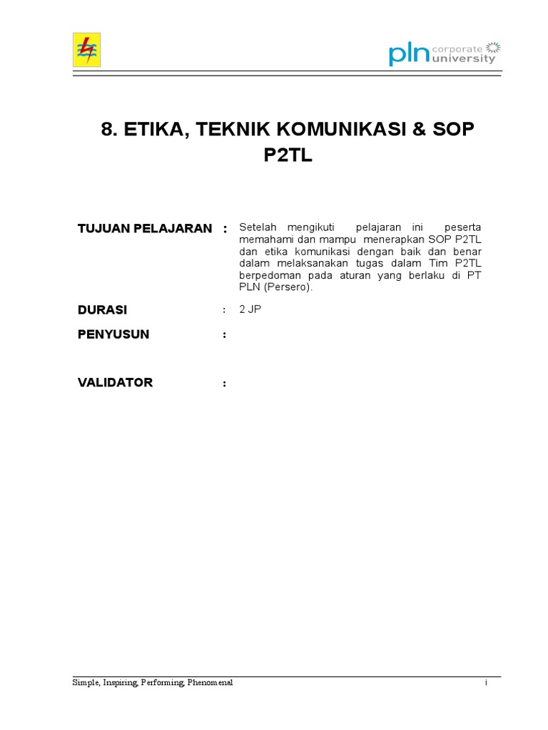 Etika, Teknik Komunikasi Dan SOP P2TL | PDF