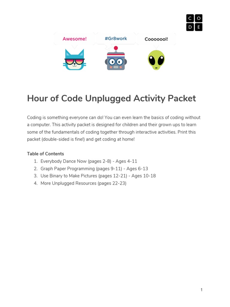 Unplugged Coding Activities Packet | PDF | Pixel | Color