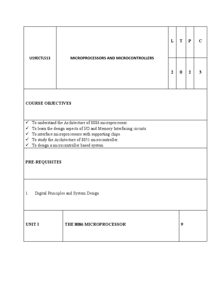 Cse MP&MC Syllabus | PDF | Microcontroller | Microprocessor