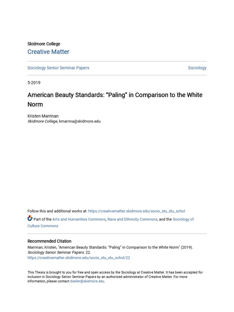 American Beauty Standards: "Paling" in Comparison To The White Norm ...