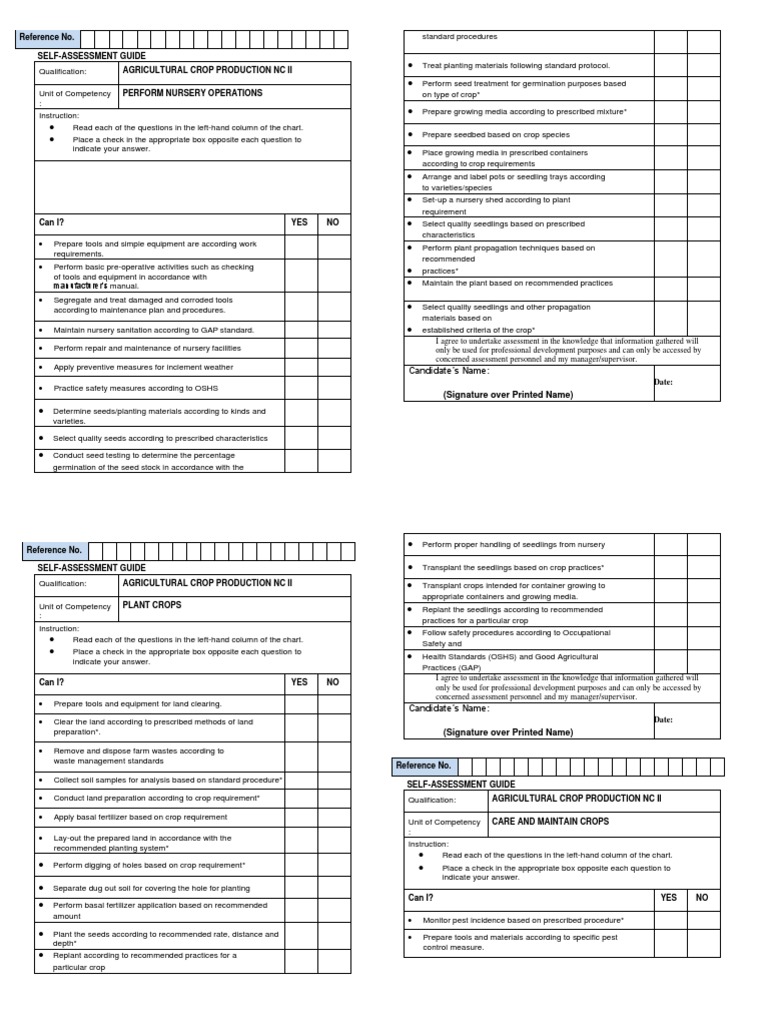 Agricultural Crop Production Self-Assessment | PDF | Plant Nursery ...