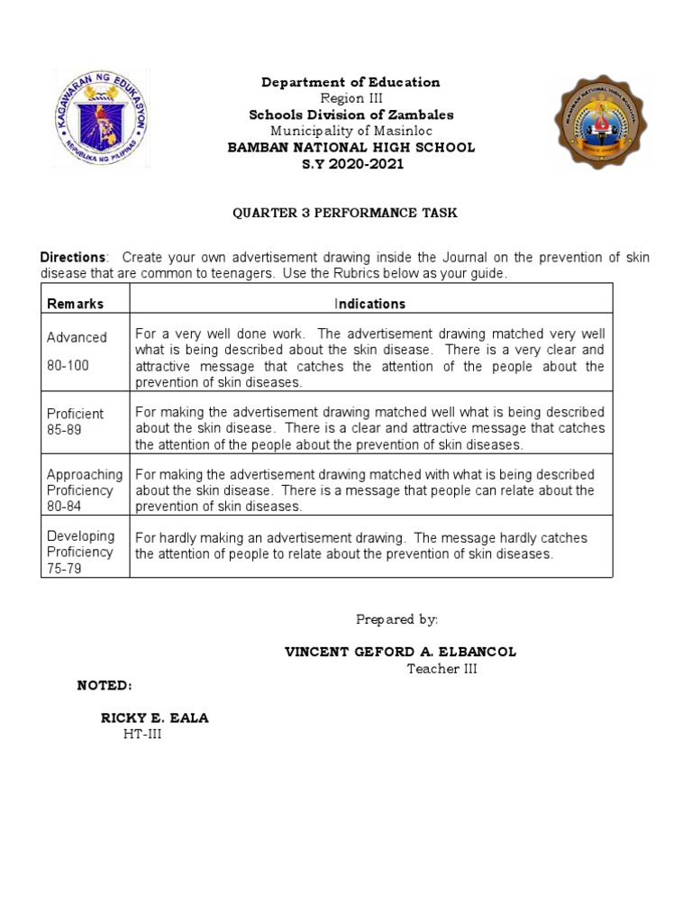 Performance Task Quarter 3 Health | PDF