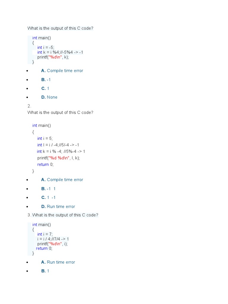 What Is The Output of This C Code | PDF | C (Programming Language ...