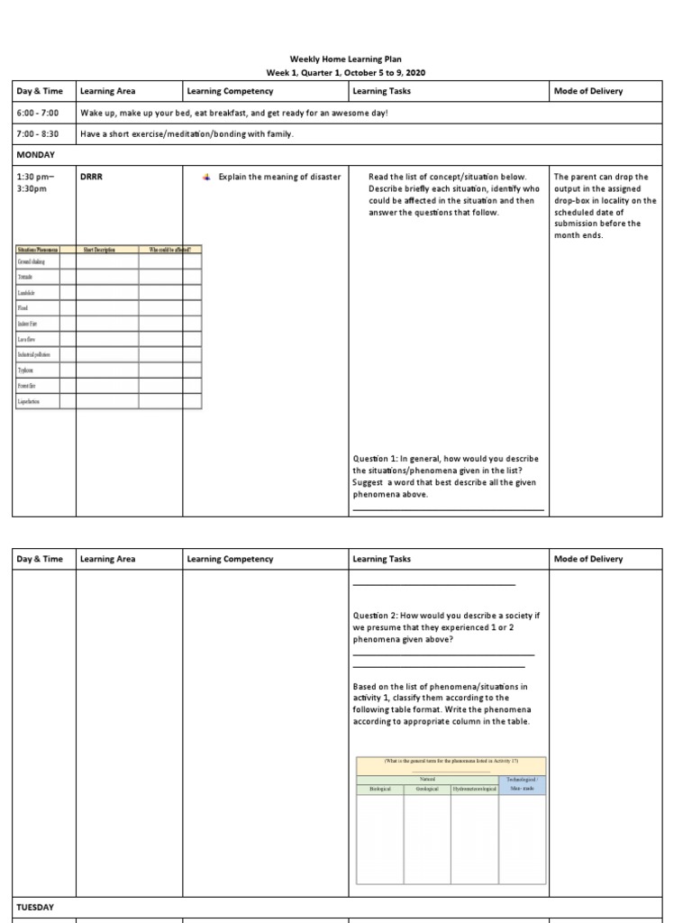 Weekly Home Learning Plan: Week 1 | PDF | Quadratic Equation | Equations