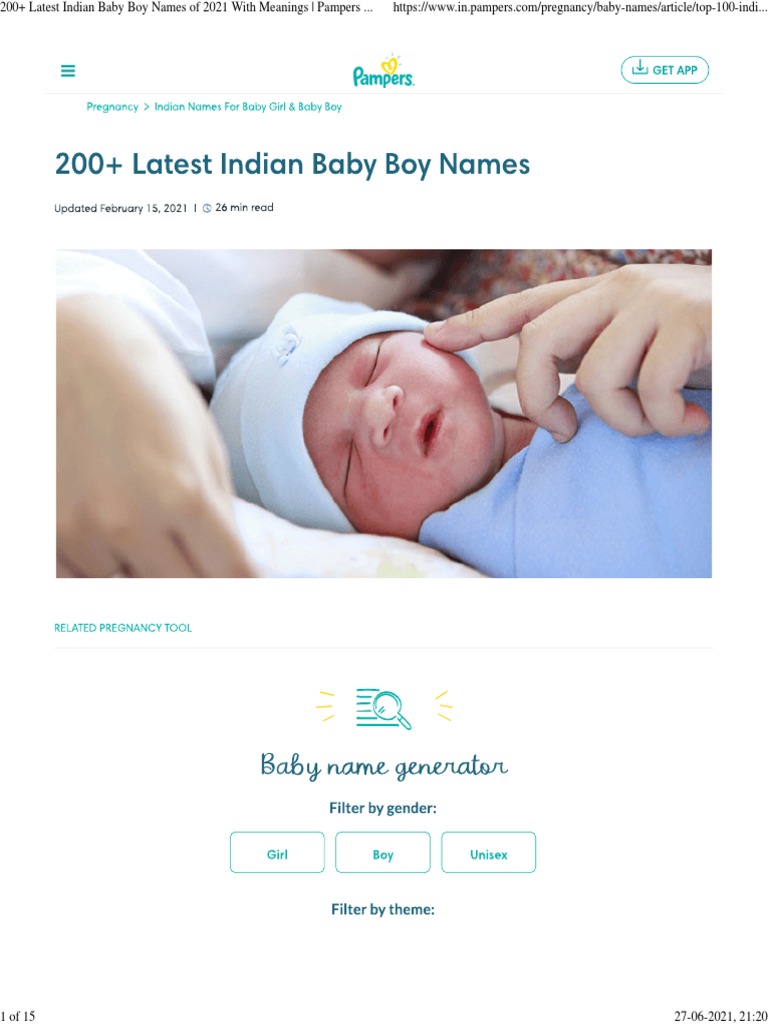 2021 Indian Baby Boy Names List | PDF | Procter & Gamble | Infancy
