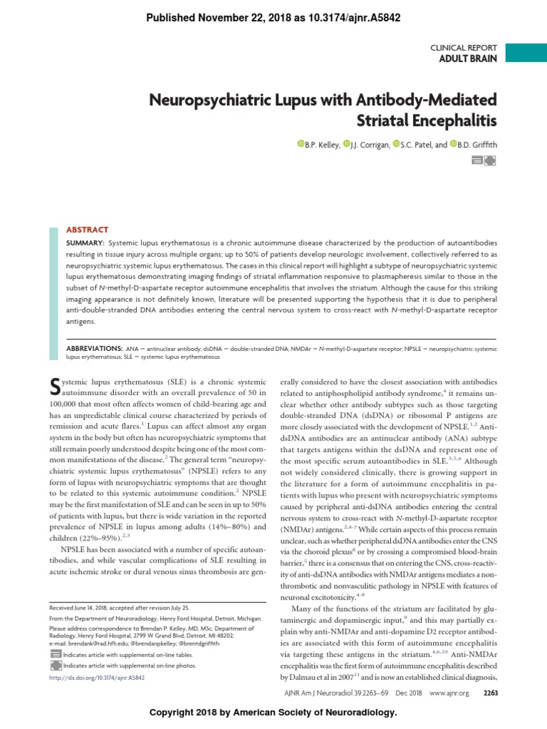 Lupus Encephalitis | PDF | Autoimmune Disease | Striatum