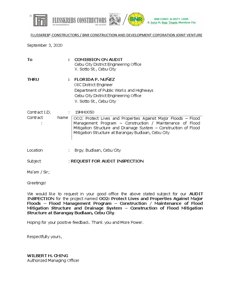Coa Inspection Letter Request | PDF