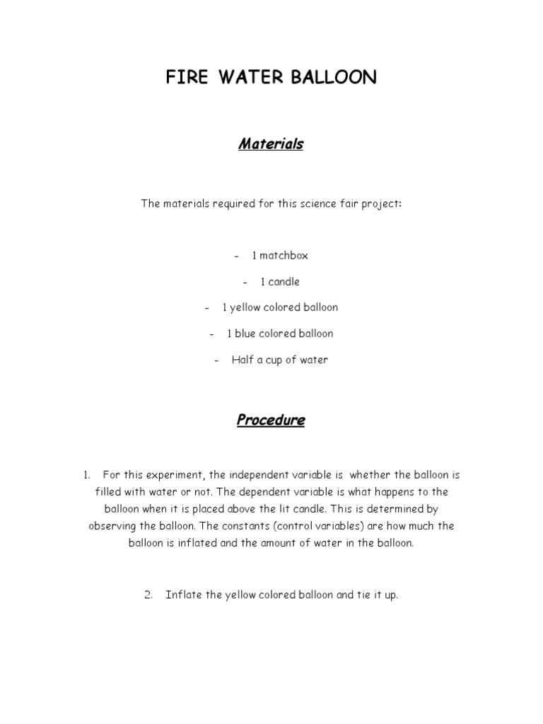 Fire Water Balloon Experiment | PDF | Thermal Conduction | Balloon