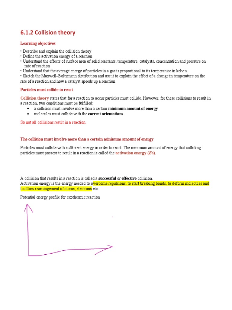 6.1.2 Collision Theory: Learning Objectives | PDF | Reaction Rate ...