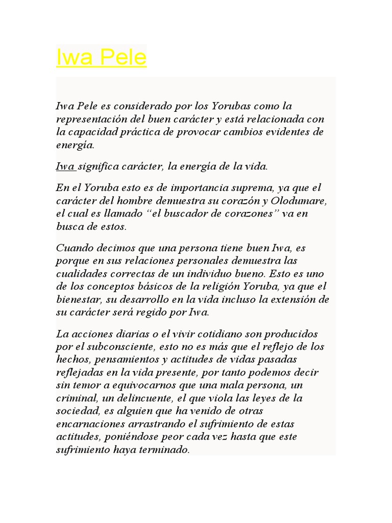 Iwa Pele: El Buen Carácter Yoruba | PDF | Alma | Conciencia