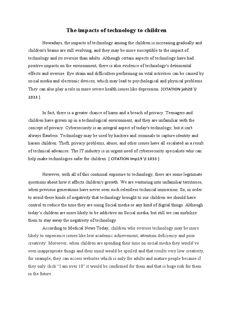 The Impacts of Technology To Children. | PDF | Social Media | Popular ...
