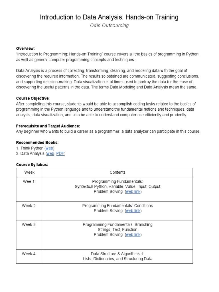 Inter Data Analysis Python Pdf Data Analysis Computer Programming