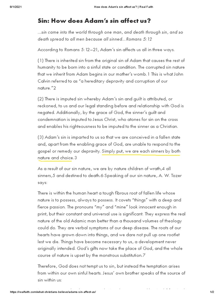 Sin: How Does Adam's Sin Affect Us? | PDF | Original Sin | Sin