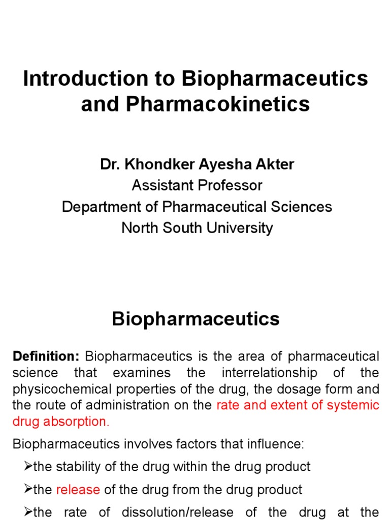 Introduction To Biopharmaceutics | PDF | Pharmacokinetics | Pharmacology