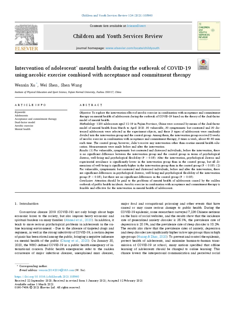 Xu Et Al., 2021 | PDF | Mental Health | Mental Disorder