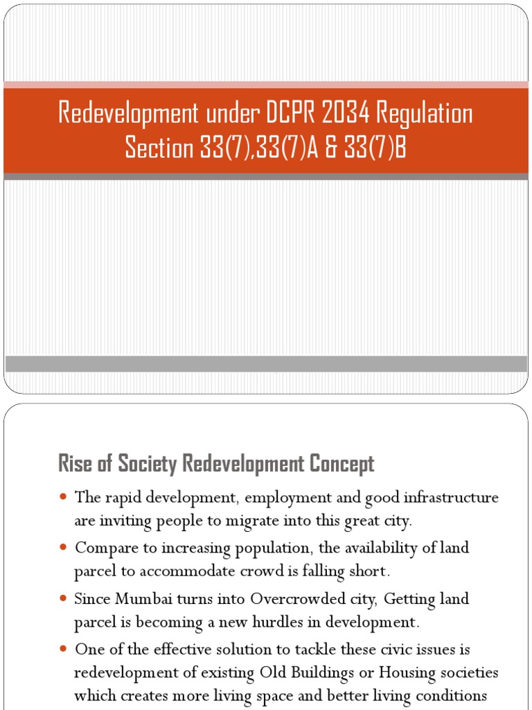 DCPR 2034: Section 33(7) Redevelopment Guide | PDF | Conveyancing ...