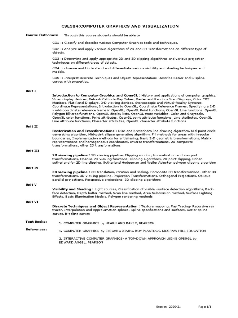 Cse304 Computer Graphics and Visualization | PDF | 2 D Computer ...