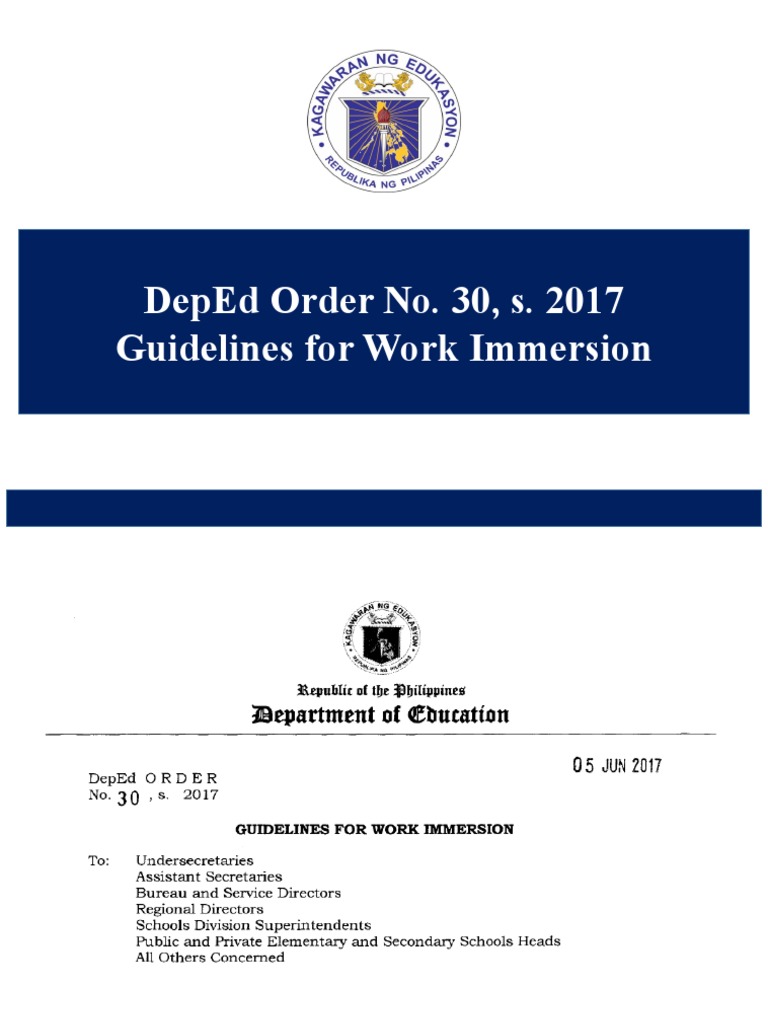 Opening Program-TVL-Training For Work Immersion Dr. Nick San Gabriel | PDF