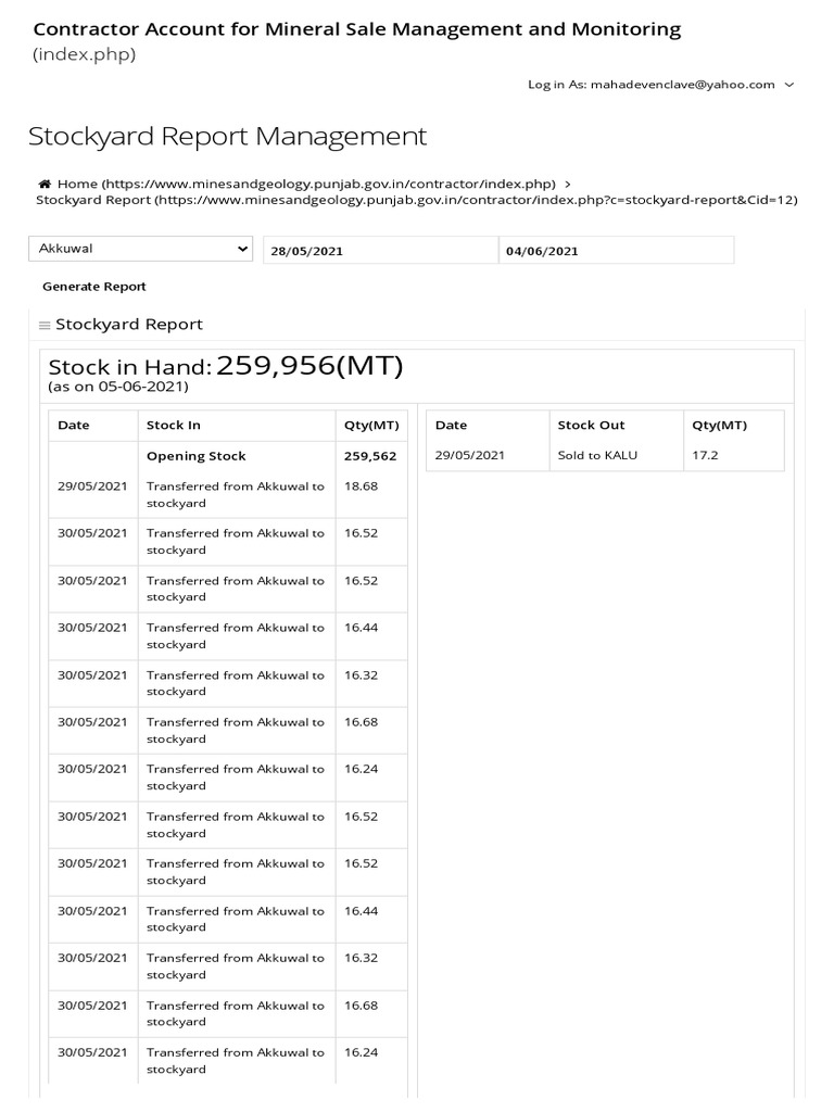 Stockyard Report Management: Stock in Hand | PDF | Nature | Business