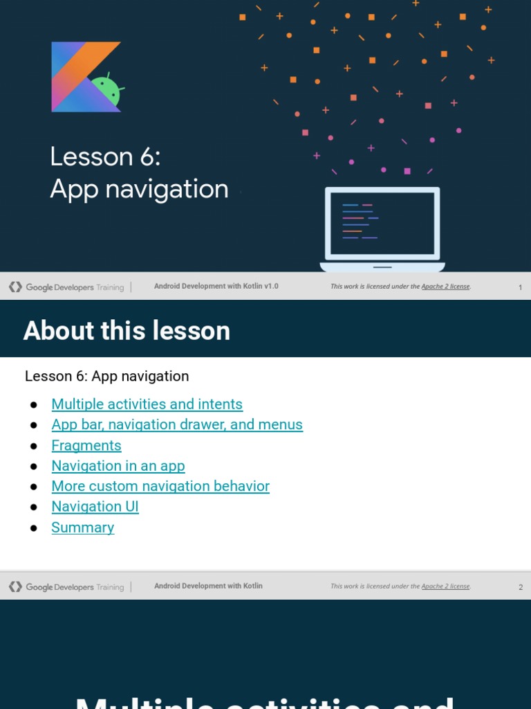 Lesson 6 - App Navigation | PDF | Boolean Data Type | Android (Operating System)