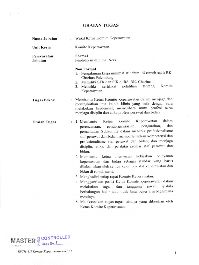 10 Uraian Tugas Wakil Ketua Komite Keperawatan | PDF | Kesehatan Holistik