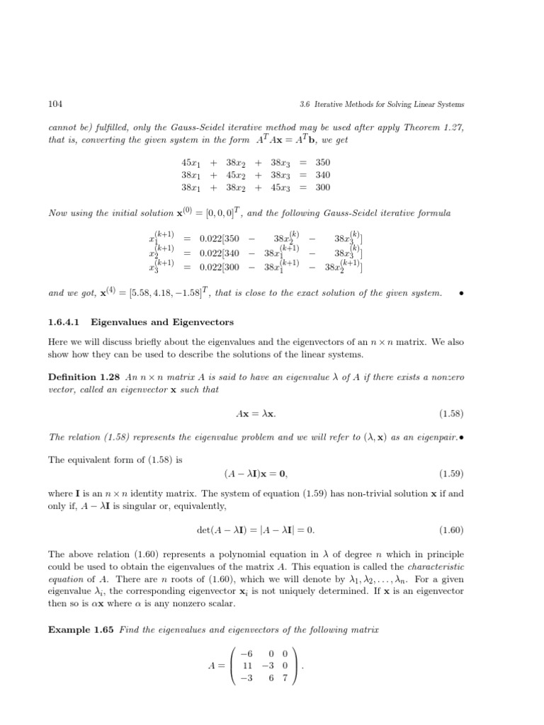 3.6 Iterative Methods For Solving Linear Systems | PDF | Eigenvalues ...