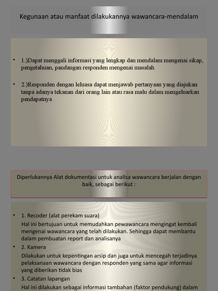 Manfaat Wawancara Mendalam | PDF | Karier & Perkembangan