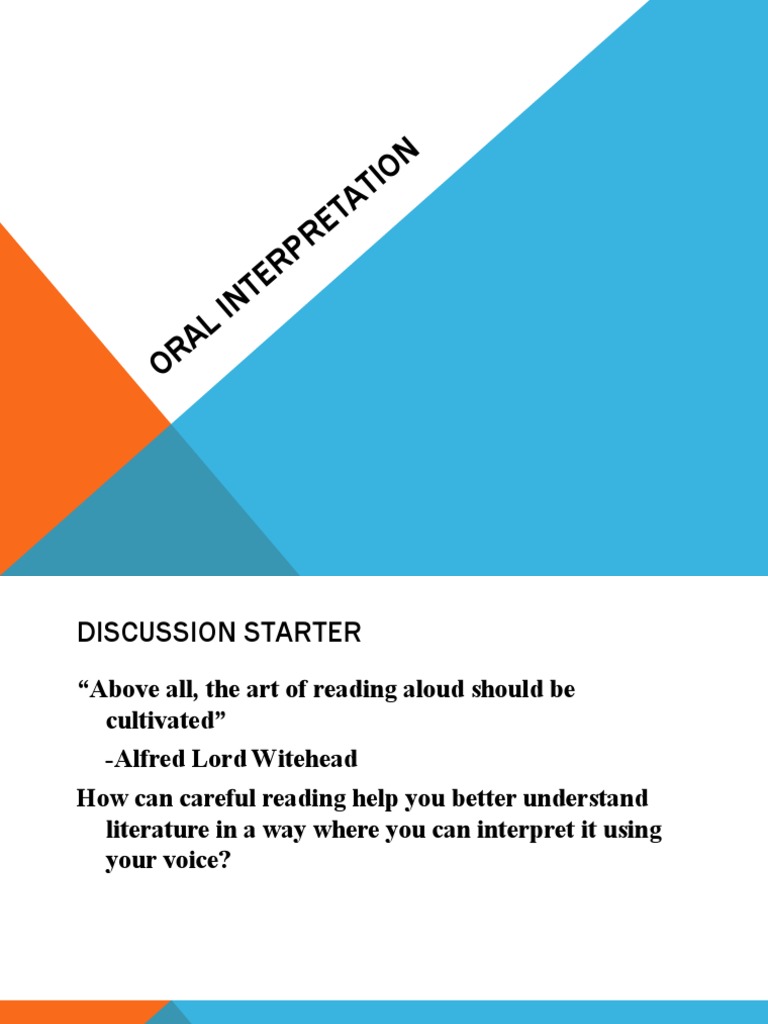 Oral Interpretation | PDF | Metre (Poetry) | Poetry