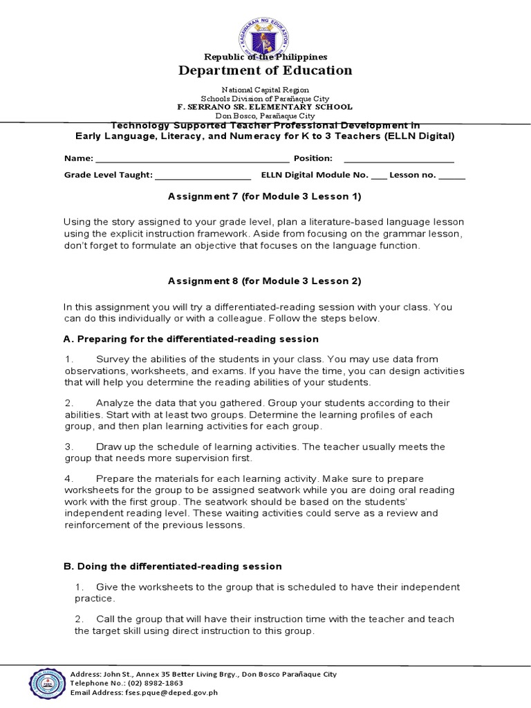 Elln Module 4 Pdf Lesson Plan Teachers