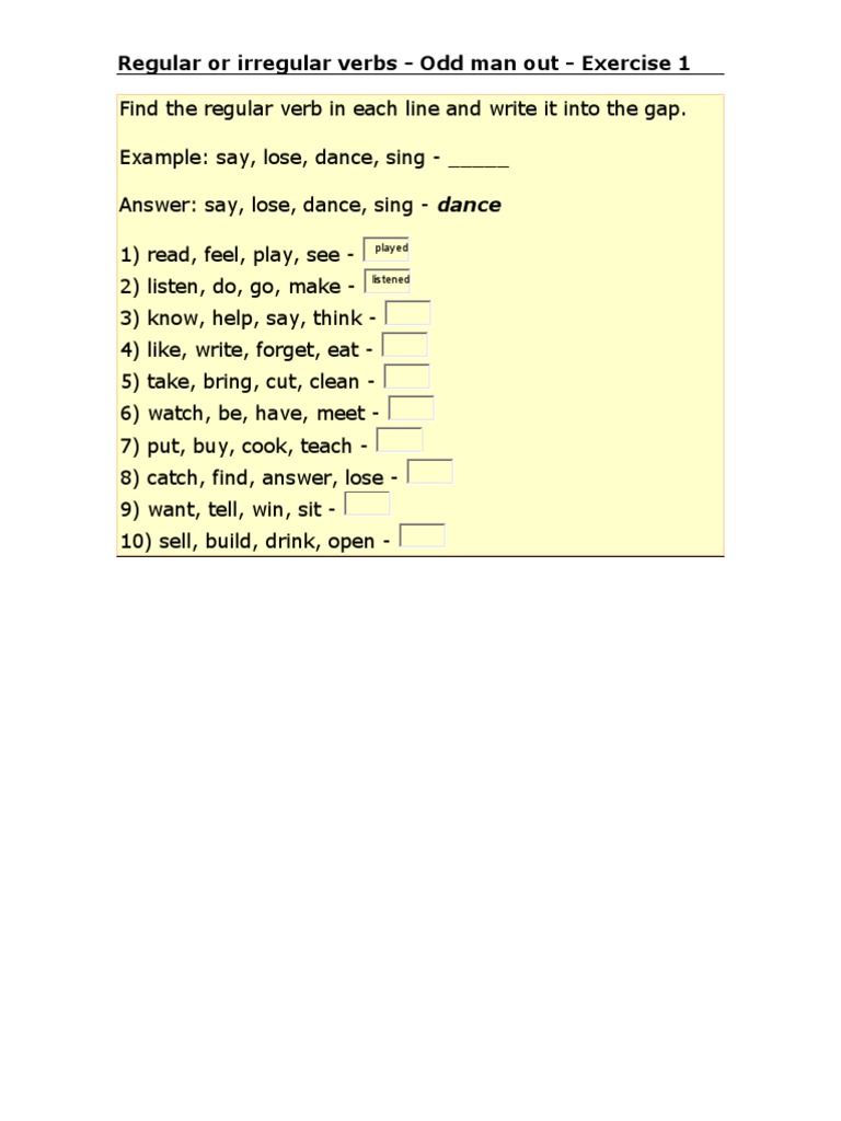 Regular or Irregular Verbs Practices | PDF