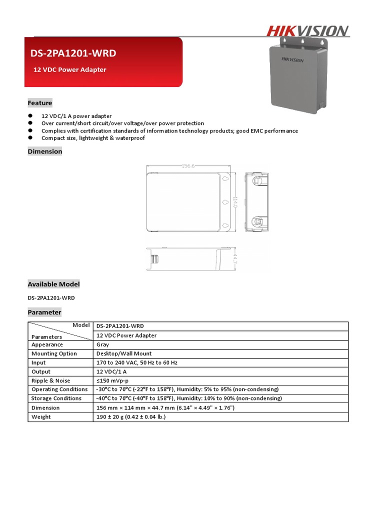 Datasheet of DS 2PA1201 WRD - 20200729 | PDF