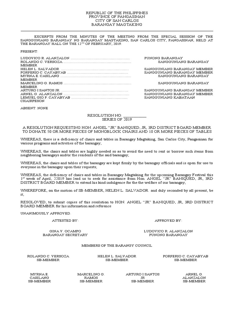 Resolution - Chairs and Tables | PDF | Government Institutions | Government